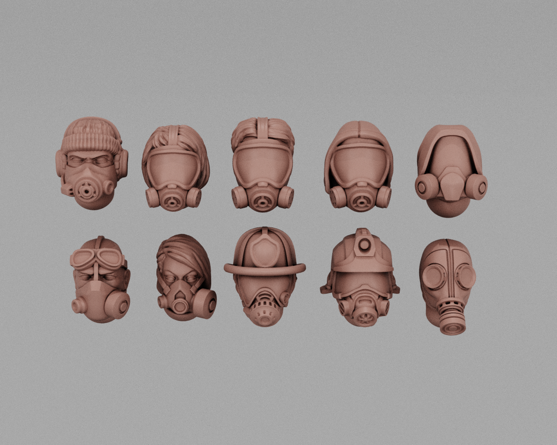 Assorted Modern Gas Masks | Human Infantry Heads — Resin Munitorum