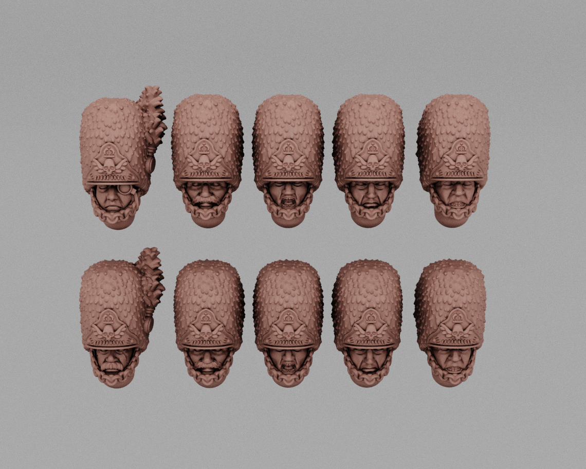 Bearskin Grenadiers | Human Infantry Heads — Resin Munitorum