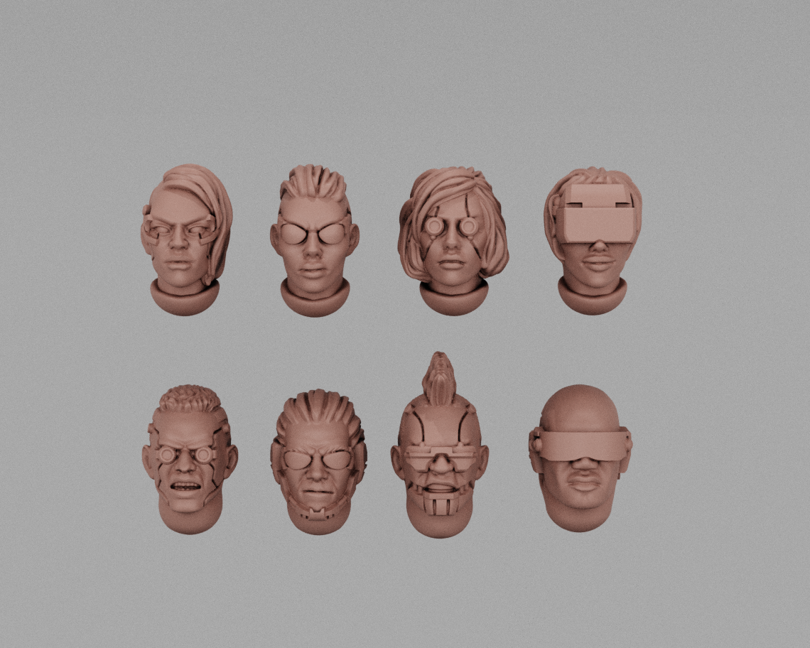 Cyberpunk Characters | Human Infantry Heads — Resin Munitorum
