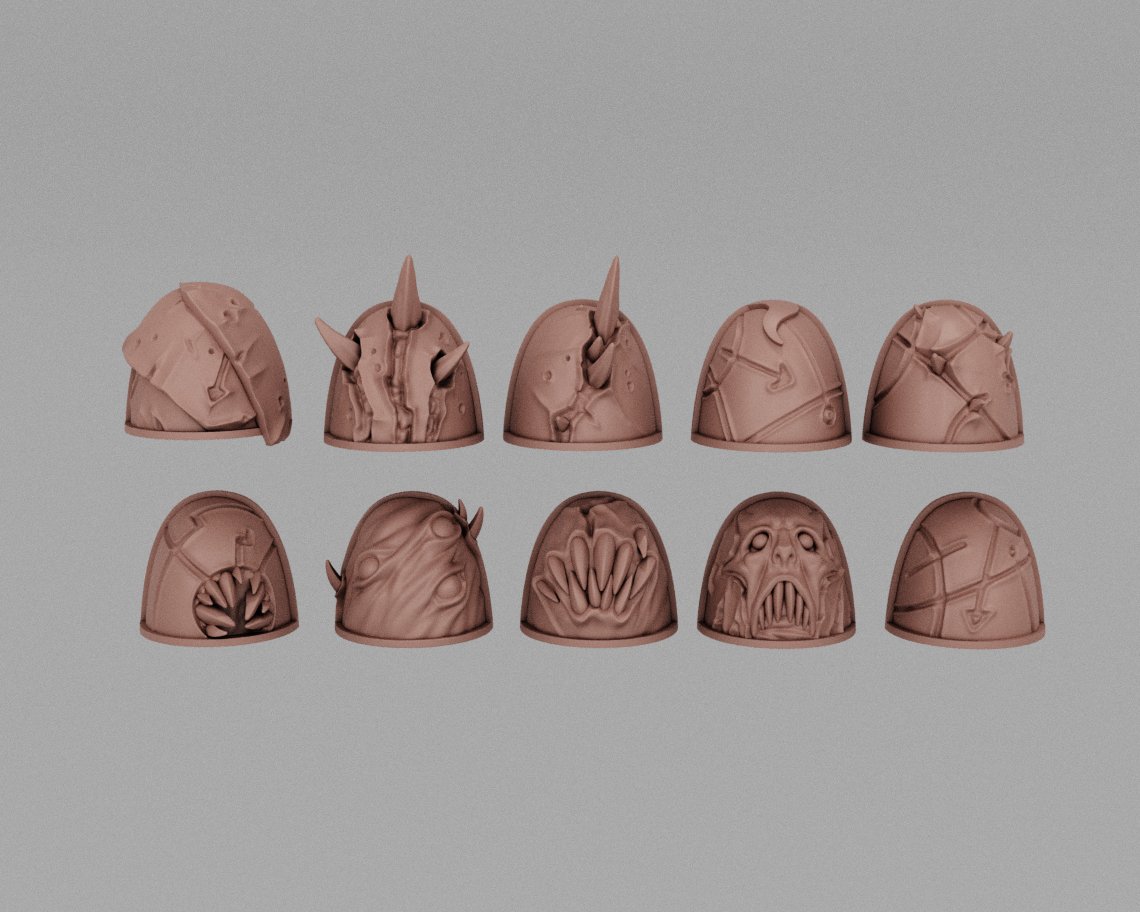 Mutated Knight Standard Shoulder Pads — Resin Munitorum